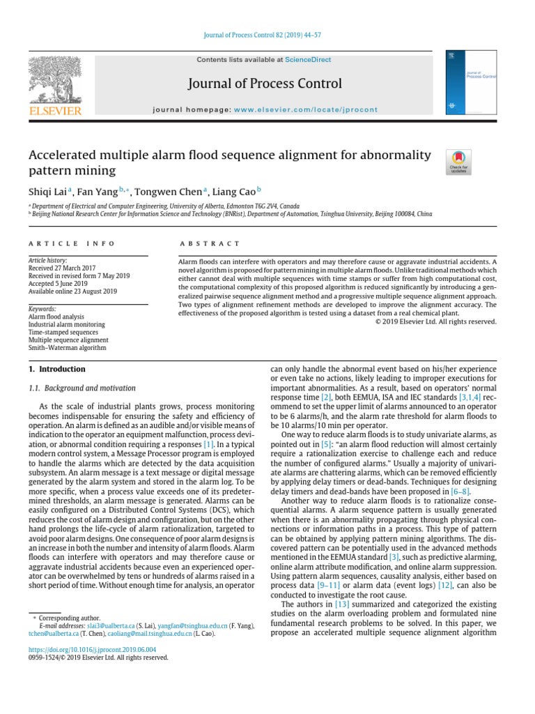 Accelerated Multiple Alarm Flood Sequence Alignment For Abnormality | PDF