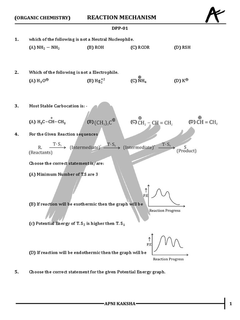 DPP - 01 - Reaction Mechanism | PDF