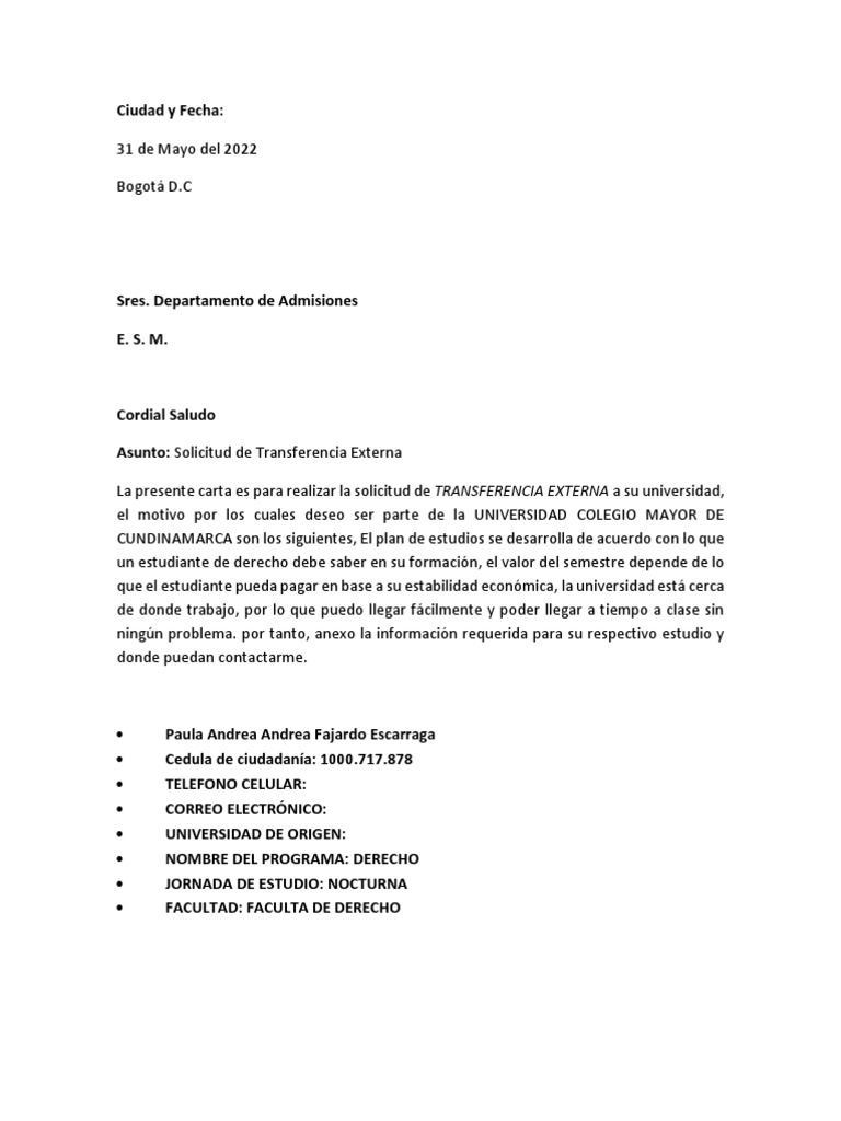 Carta de Solicitud para GFGFFG | PDF | Crecimiento personal y profesional