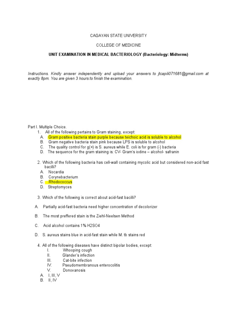 Micro Med Midterms Unit Test | PDF | Bacteria | Staining
