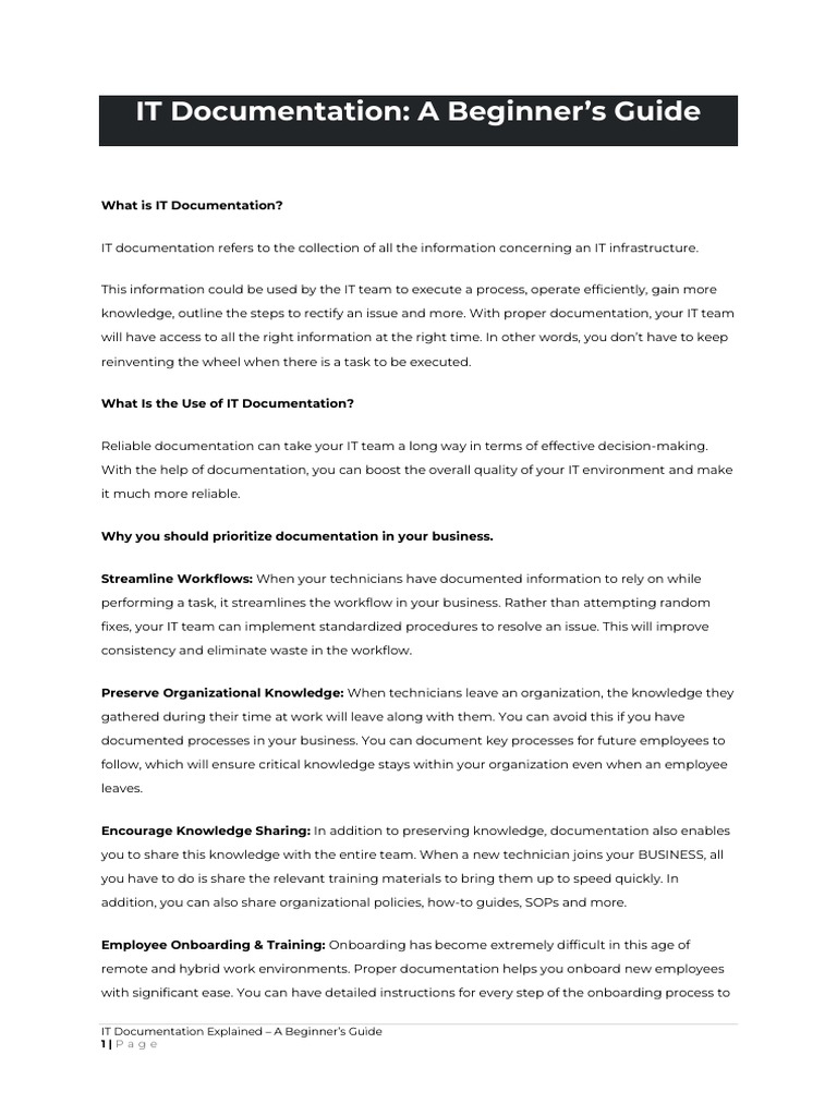 IT Documentation Explained | PDF