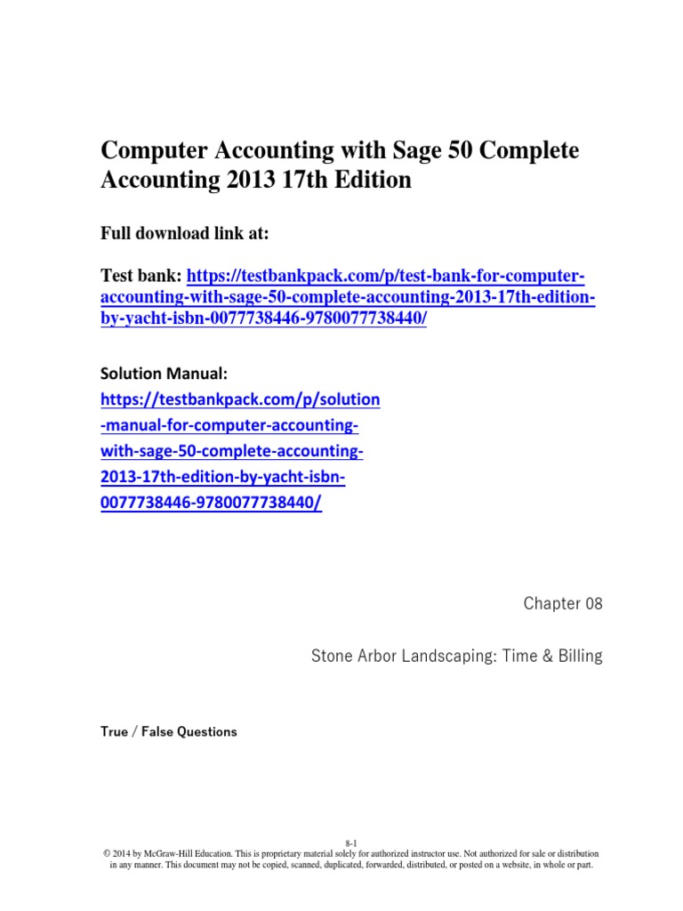 Computer Accounting With Sage 50 Complete Accounting 2013 17th Edition ...