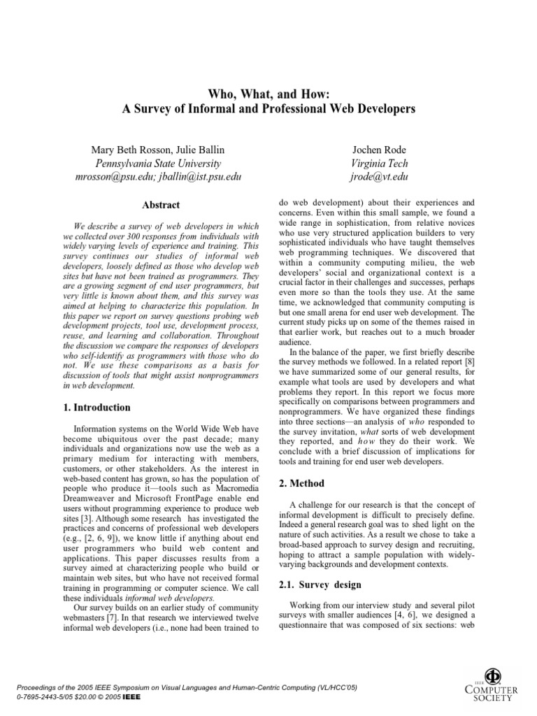 A Survey of Informal and Professional Web Developers | Download Free ... A Survey of Informal and Professional Web Developers | Download Free ...