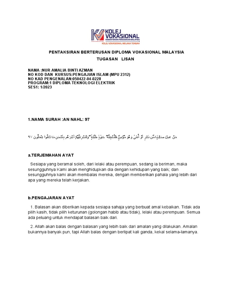 Format Tugasan Lisan | PDF