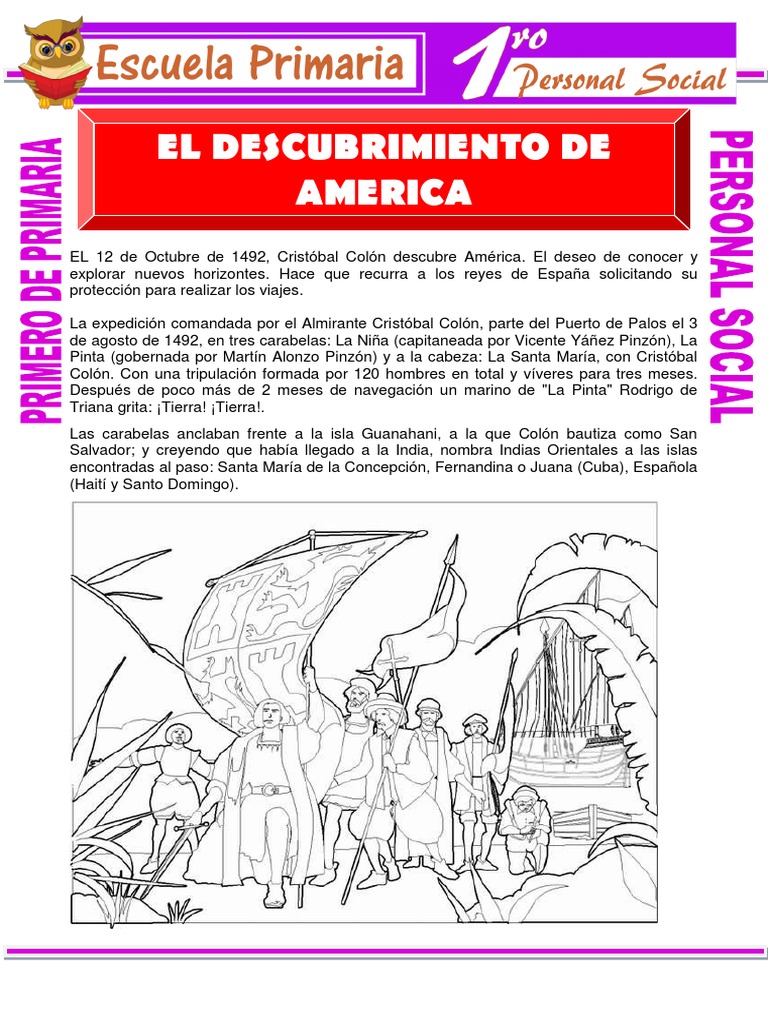 Descubrimiento de America para Primero de Primaria | PDF