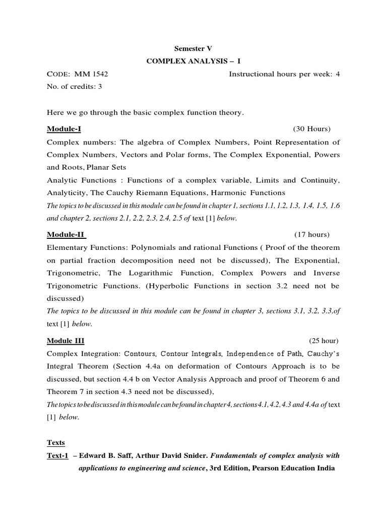 Complex Analysis I & II Course Guide | PDF | Complex Number | Complex Analysis