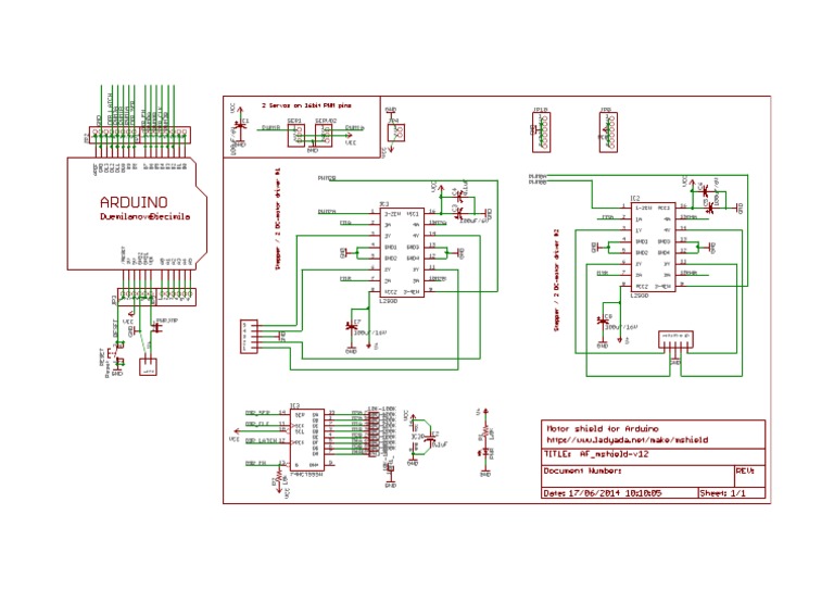 L293D Arduino Shield Schematics Diagram | PDF