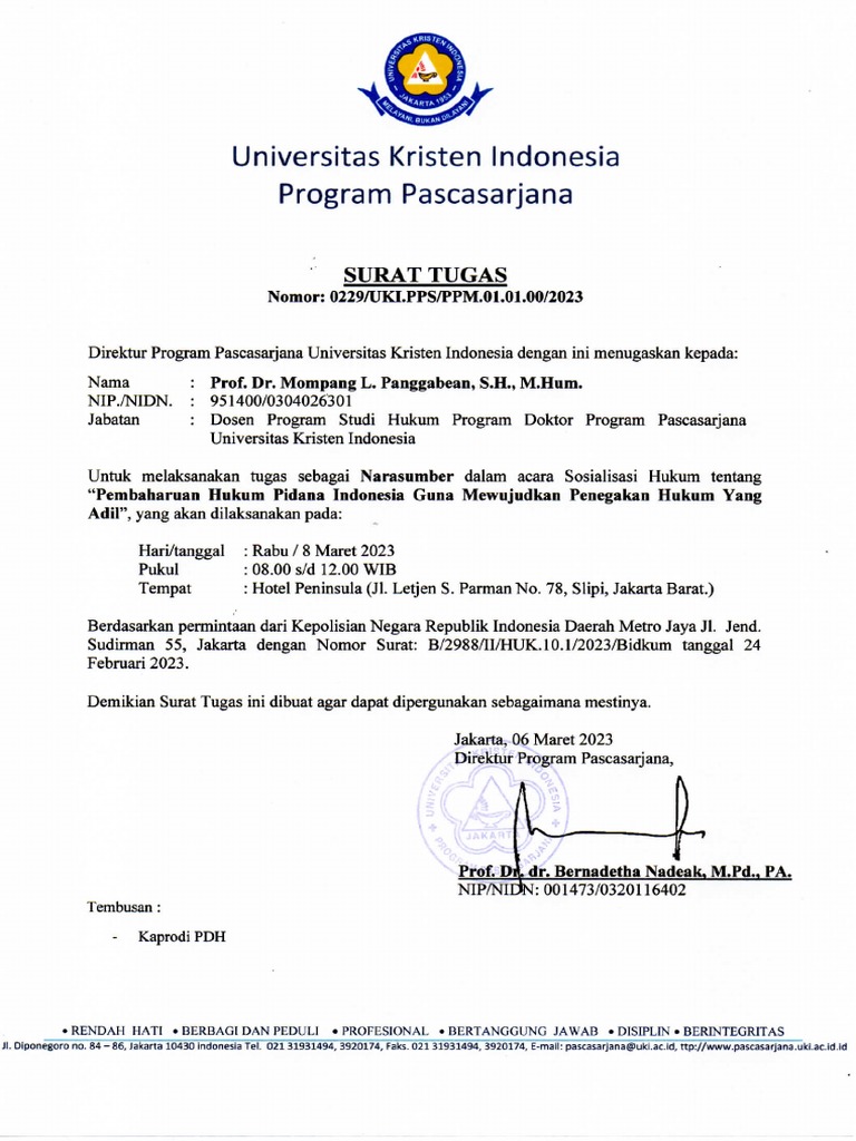 Surat Tugas 0229 - Mompang LP - Narsum Polda - 8 Maret 2023 | PDF