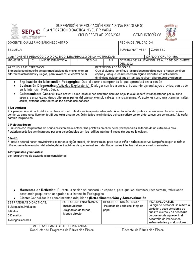 Planeacion 1° Ud I Sem 4 | PDF
