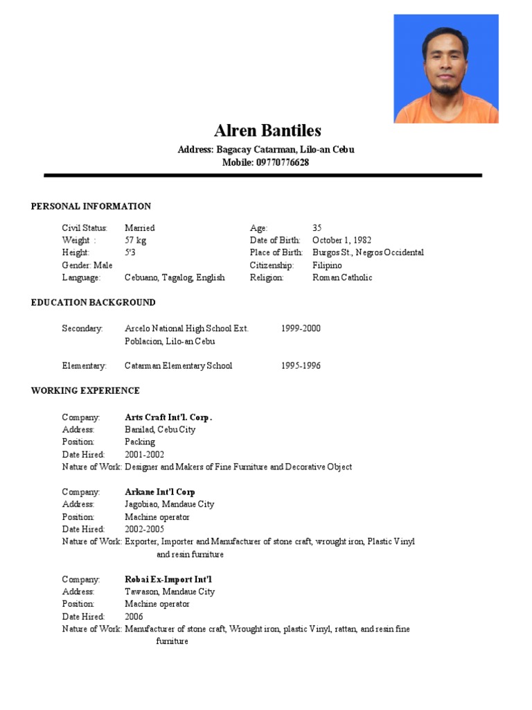 Alren Resume | PDF | Cebu | Philippines