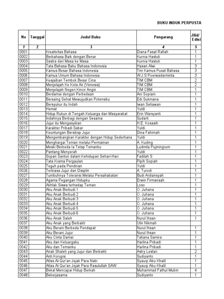 Buku Induk Perpustakaan New Pdf
