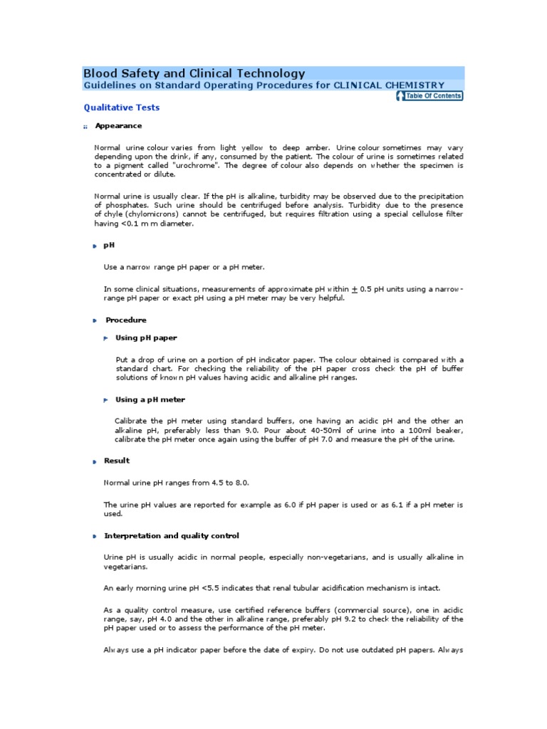 (WHO) Blood Safety and Clinical Technology | PDF | Urine | Filtration