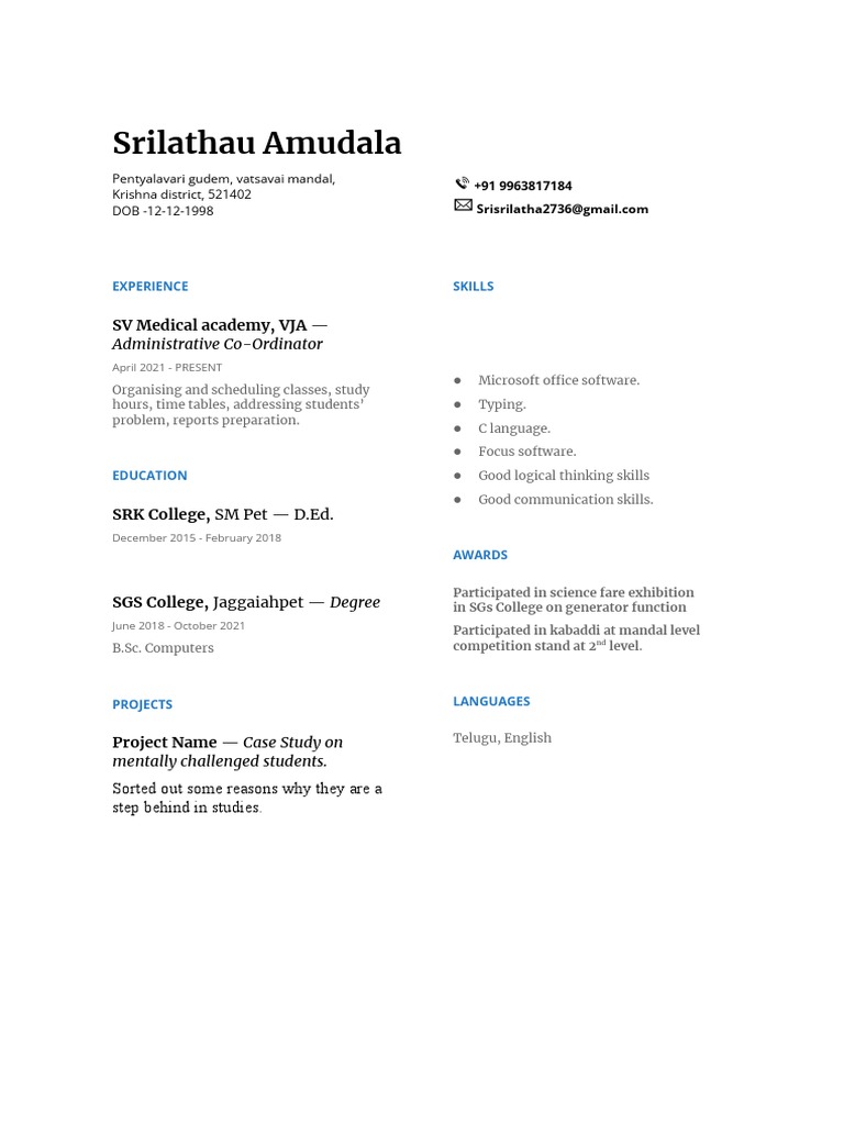 Sri Latha resume | PDF