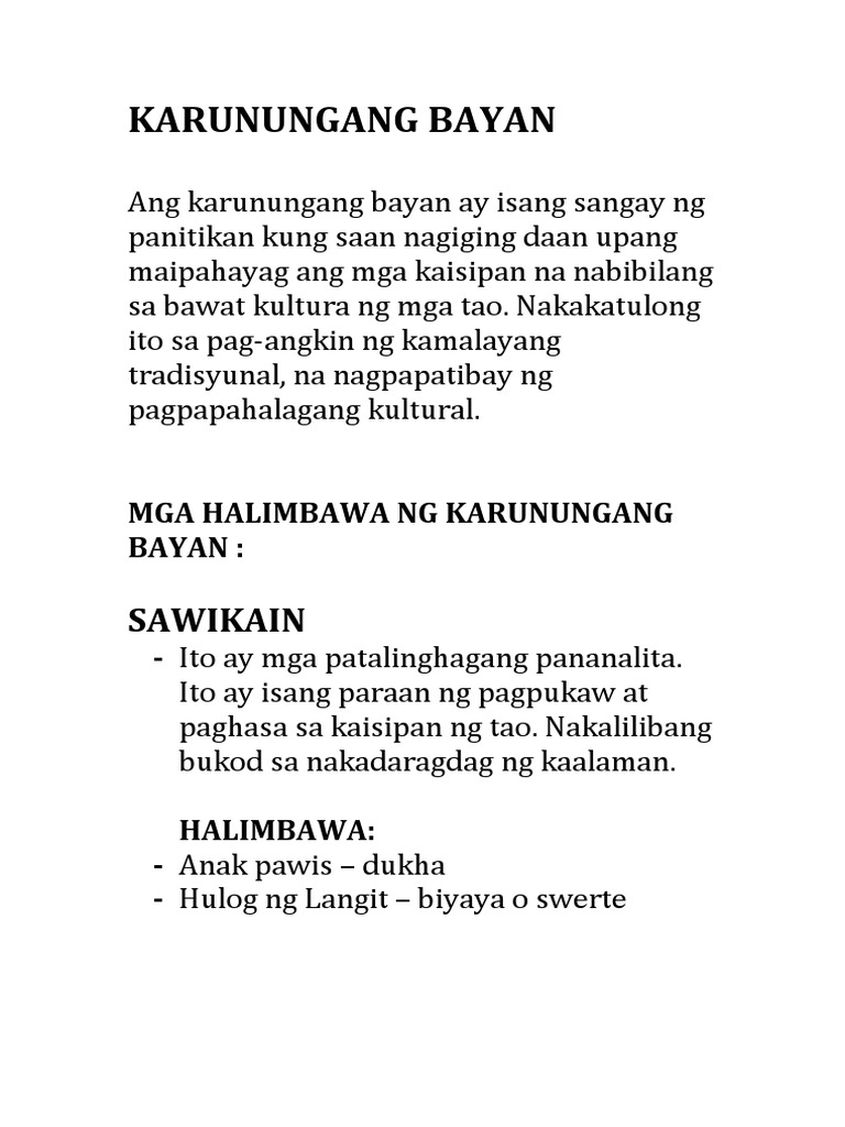 Karunungang Bayan | PDF