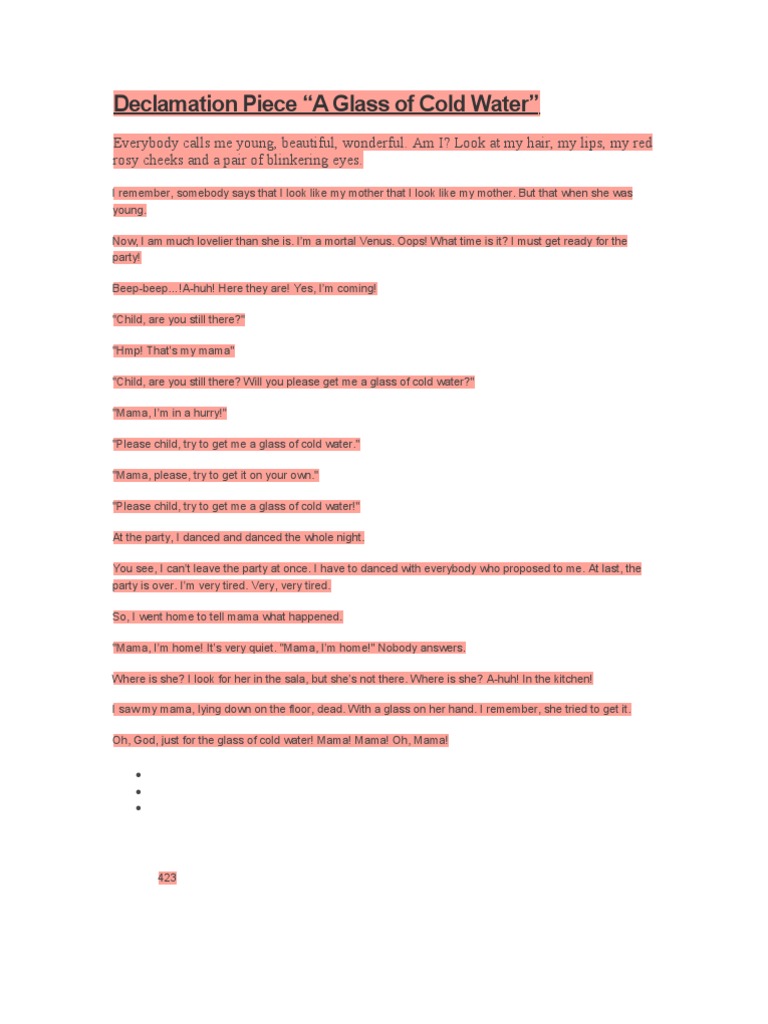 Declamation Piece | PDF