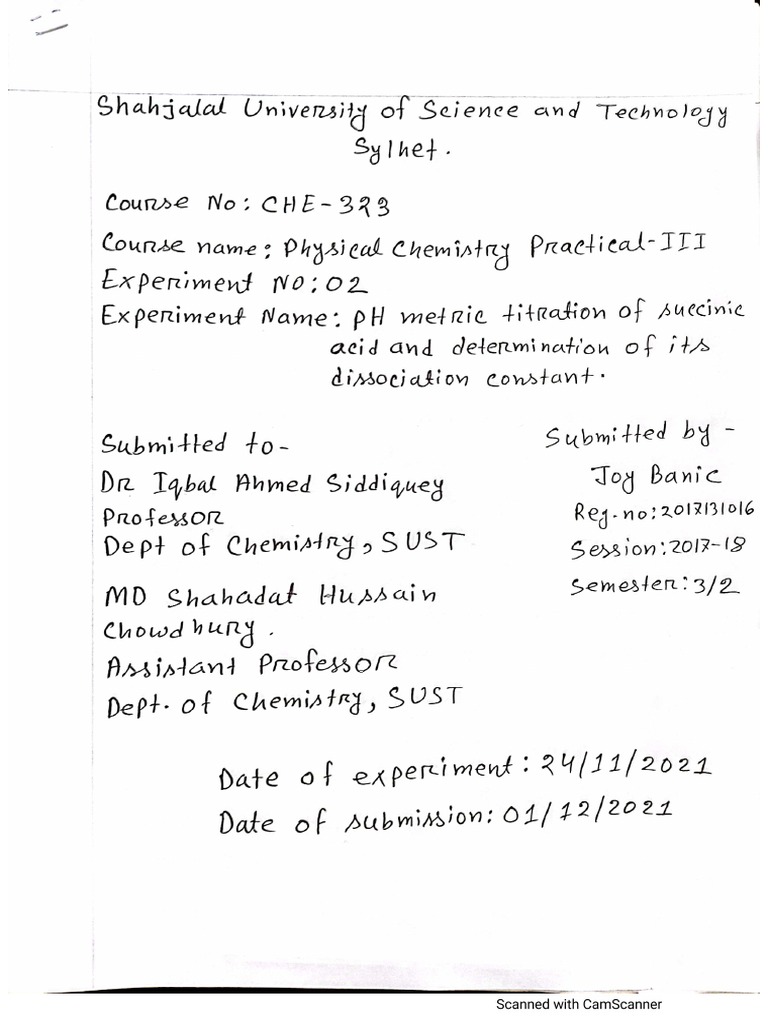pH metric titration of succinic acid | PDF