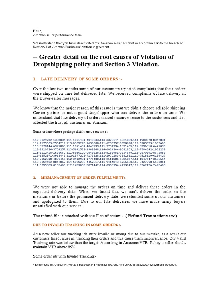 Amazon Reactivation Plan of Action | PDF