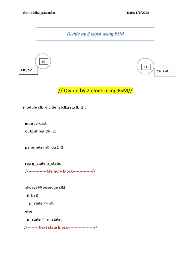 Clocks Using FSM | PDF | Computer Engineering | Electronics