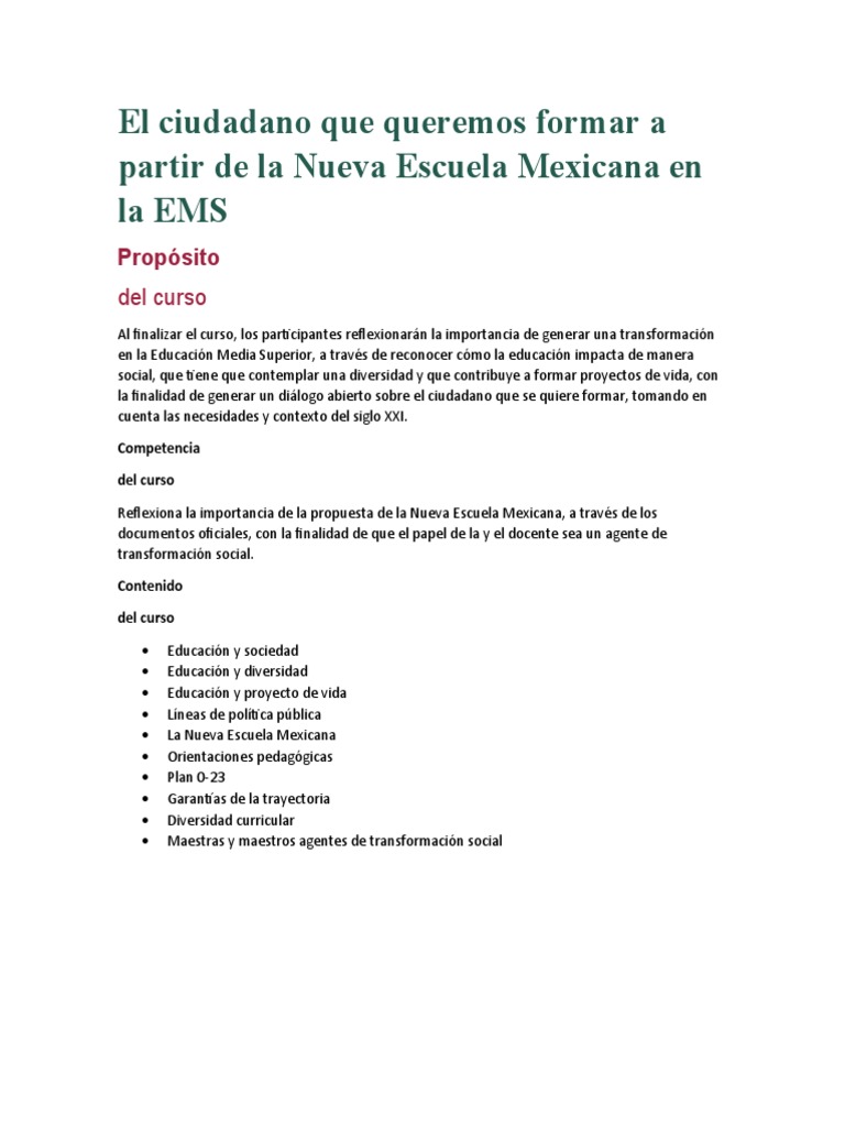 Nueva Escuela Mexicana en EMS | PDF | Política | Historia