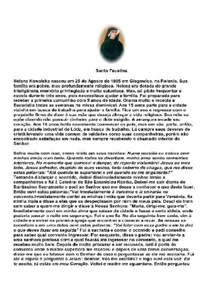 O Diario de Santa Faustina - Kowaslka Maria Faustina | PDF