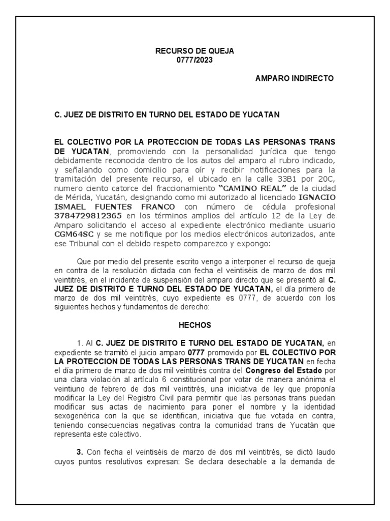 Recurso de Queja 1 0771 | PDF