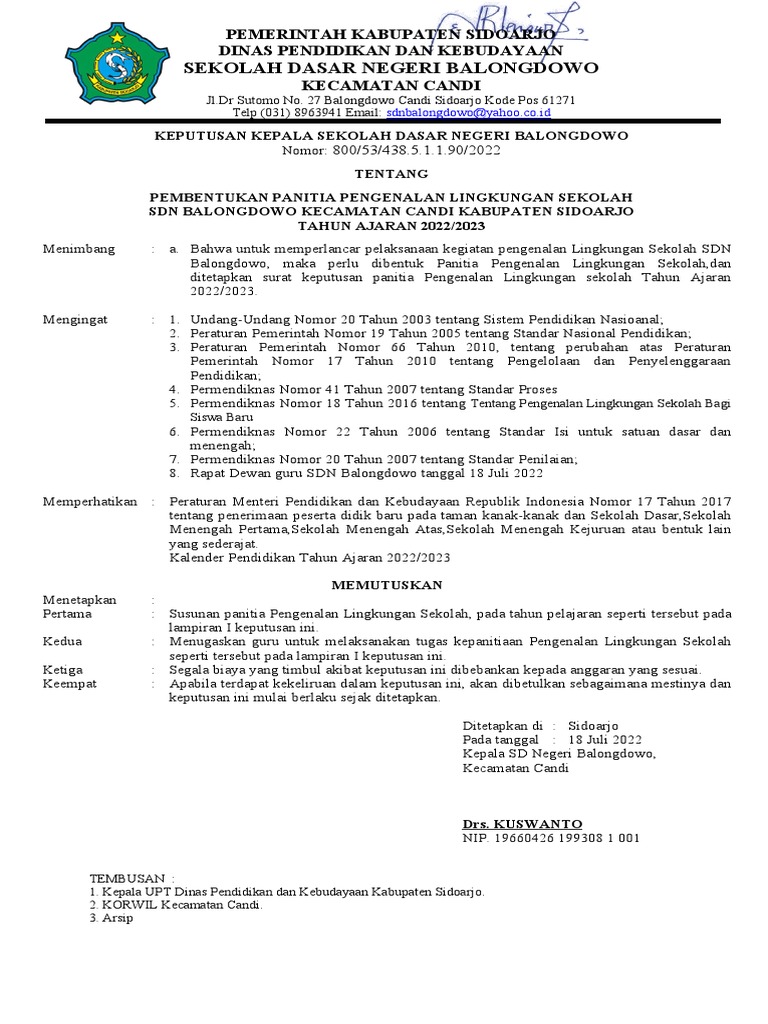 Data MPLS Balongdowo Tahun Ajaran 2022-2023 | PDF