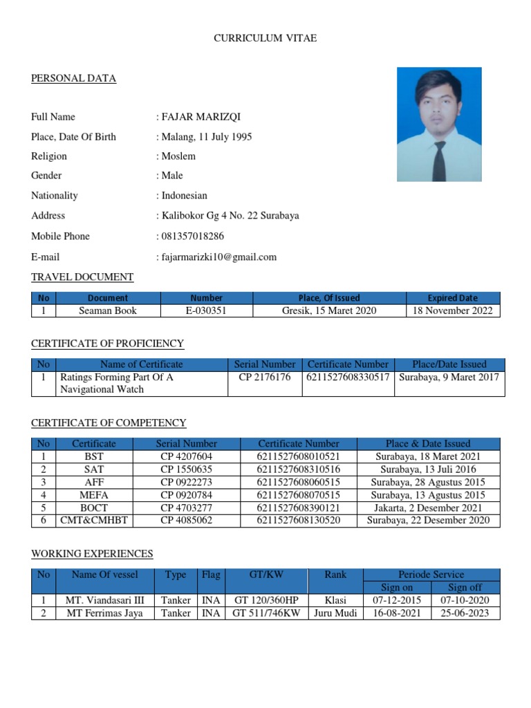 CV Fajar Marizqi | PDF