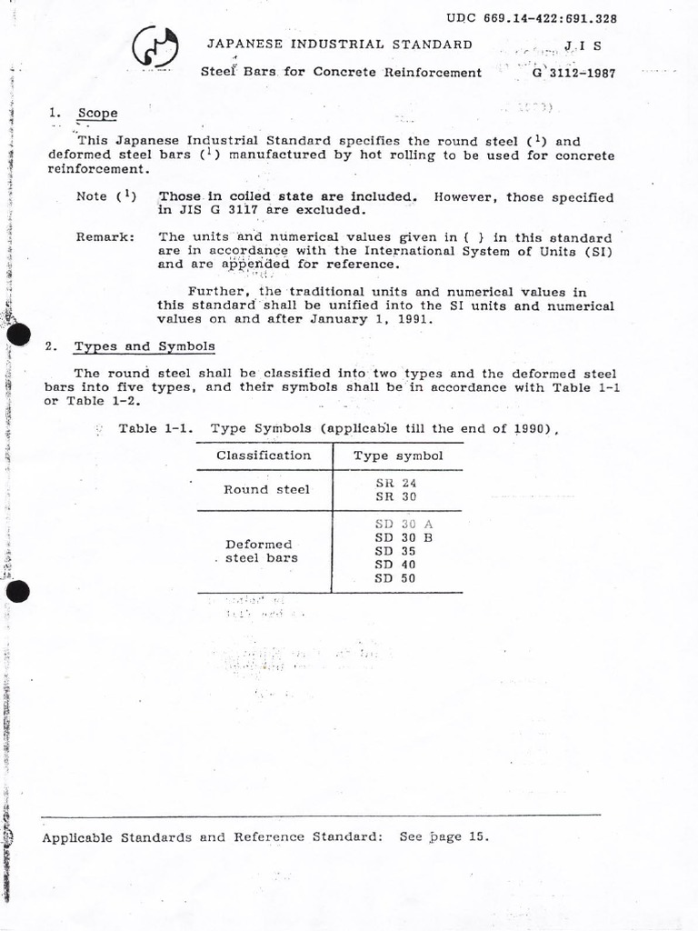 Jis G3112-1987 | PDF