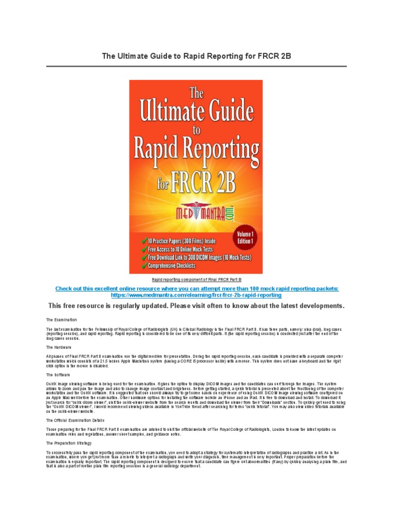 The Ultimate Guide To Rapid Reporting For FRCR 2B | PDF