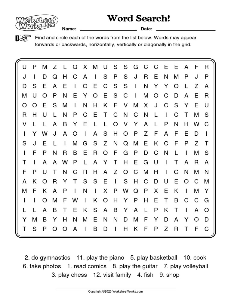 WorksheetWorks Word Search 1 | PDF