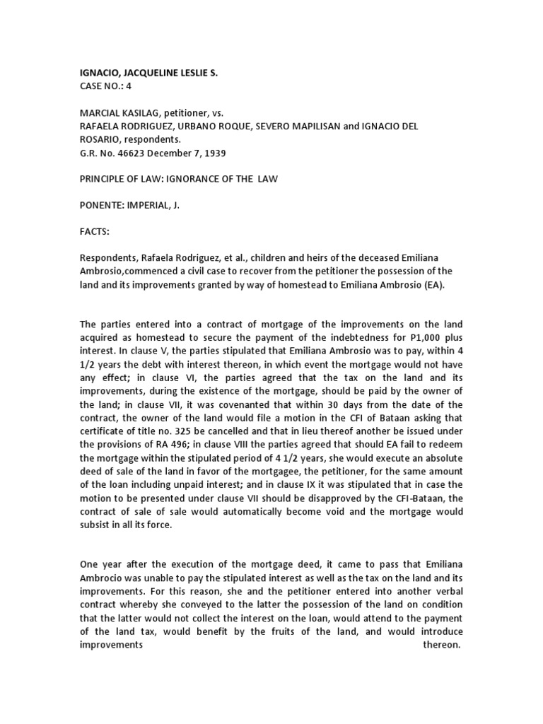 4 - PFR Art3 Kasilag V Rodriguez | PDF | Mortgage Law | Business Law