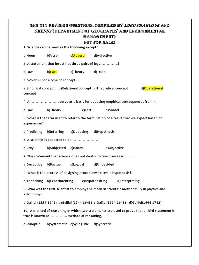 Gns 311 Revision Question-1 | PDF