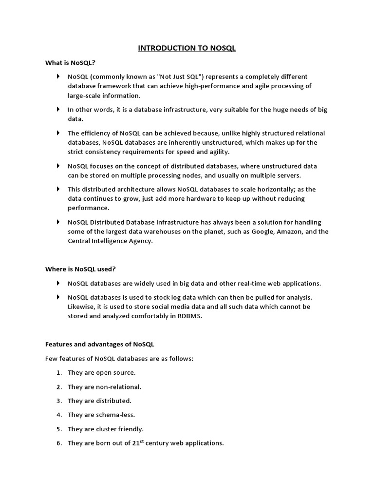 NoSQL Notes | PDF | No Sql | Databases