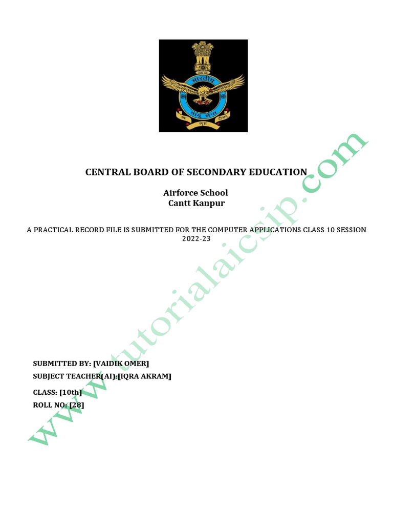 Practical File Computer Applications Class 10 For 2022-23 | PDF | Html Element | World Wide Web