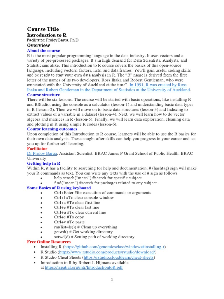 R Basic | Download Free PDF | Data | Statistics R Basic | Download Free PDF | Data | Statistics