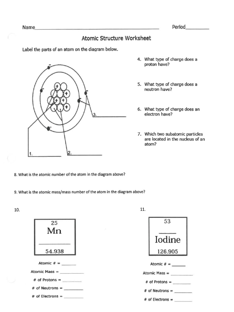 Atomic Structure Worksheet - 1 | PDF