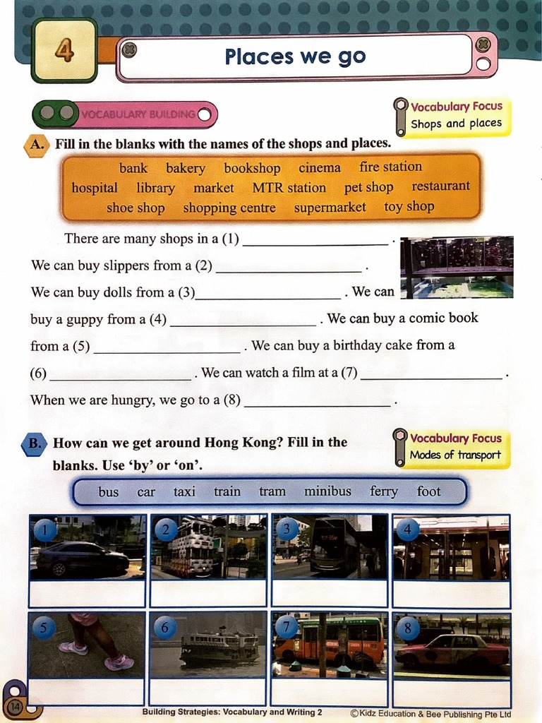 Writing Book 2 Unit 4 - Places We Go | PDF