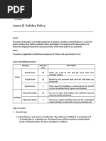 Zimbabwe Vacation and Leave Policies | PDF | Employment | Easter