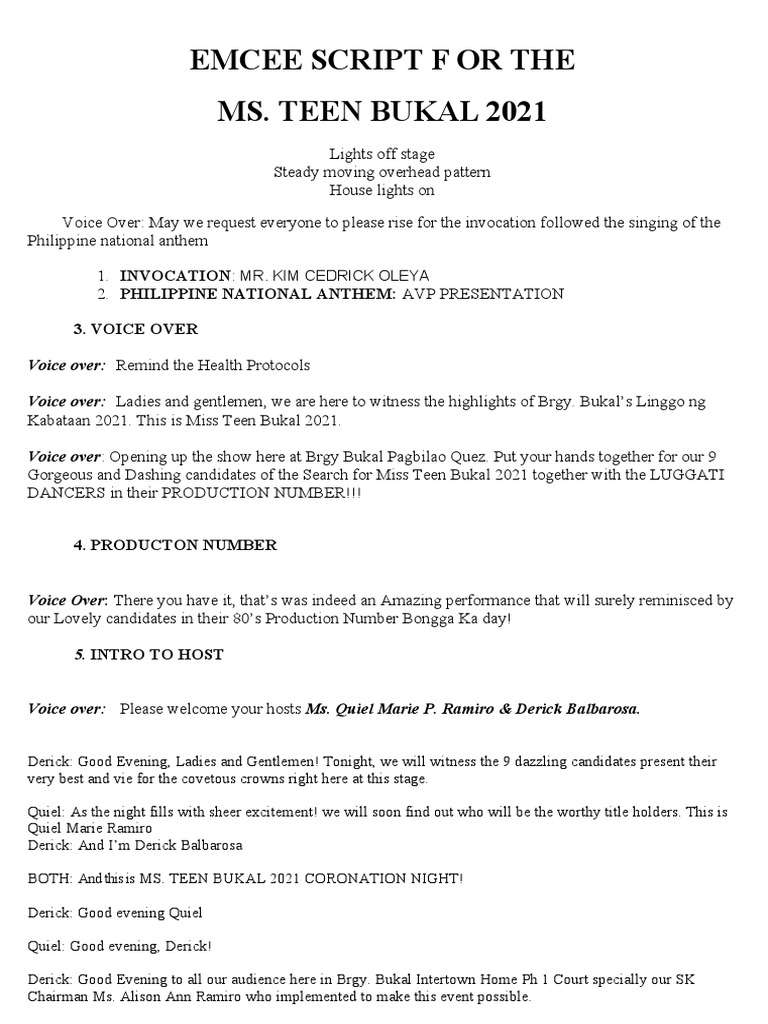 Emcee Script For The MR | PDF