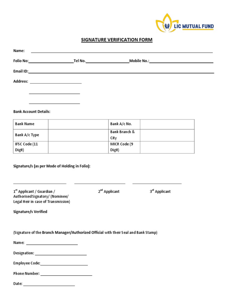 Lic Signature Verification Form | PDF