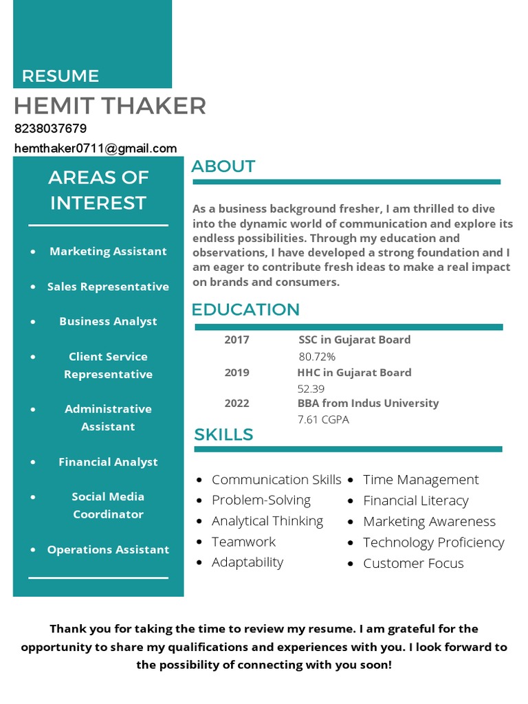 Hemit's Resume | PDF | Business