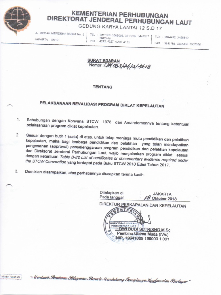 SE DJPL Revalidasi 2018 | PDF