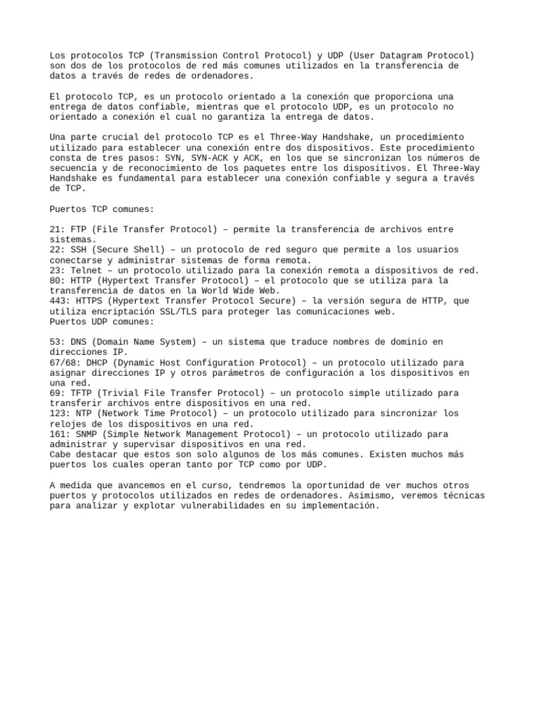 Protocolos Comunes (UDP, TCP) y El Famoso Three-Way Handshake | PDF | Negocios | Computadoras