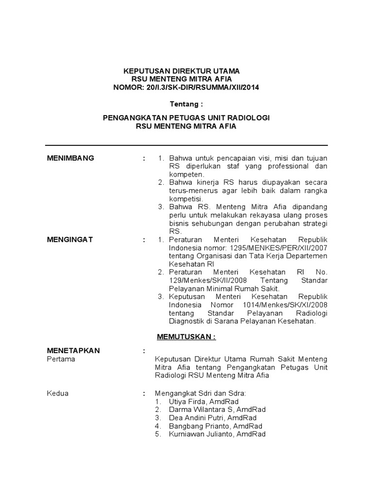 SK Petugas Radiologi | PDF