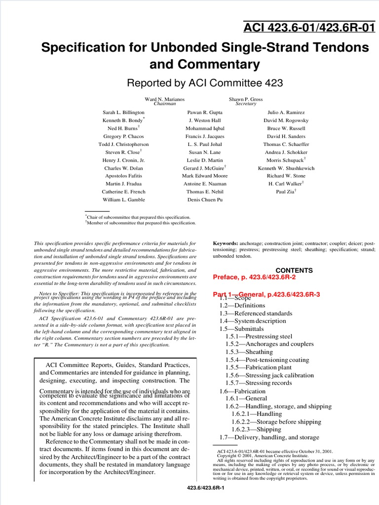 Aci 423.6 | PDF | Prestressed Concrete | Materials