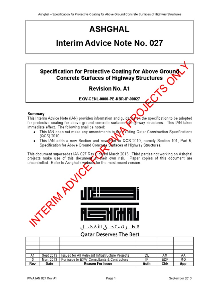 PWA IAN 027 Rev A1 - Specification For Protective Coating For Above ... PWA IAN 027 Rev A1 - Specification For Protective Coating For Above ...