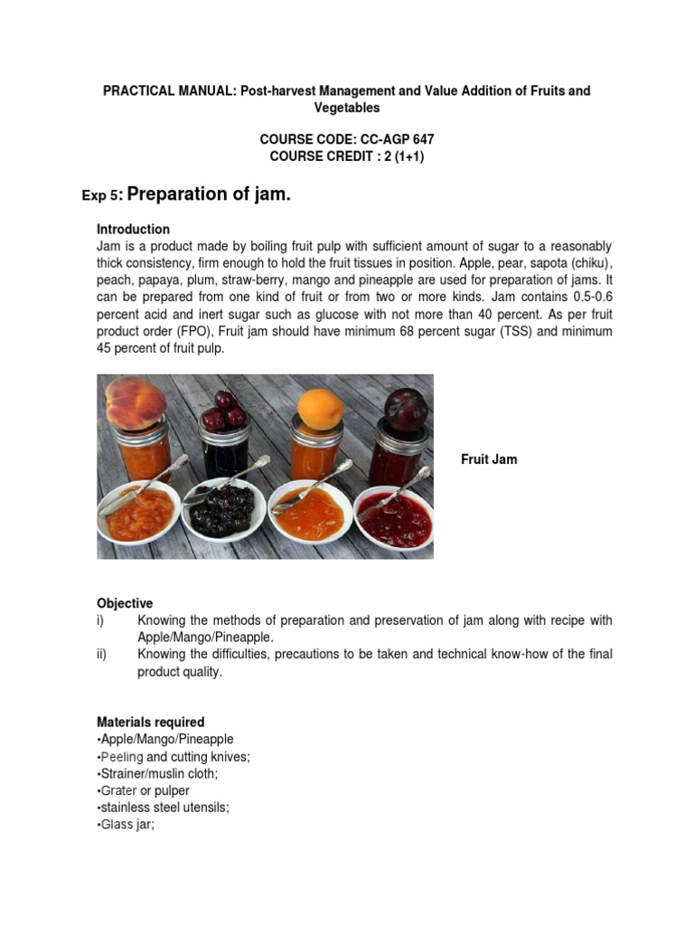 Preparatipn of Jam | PDF