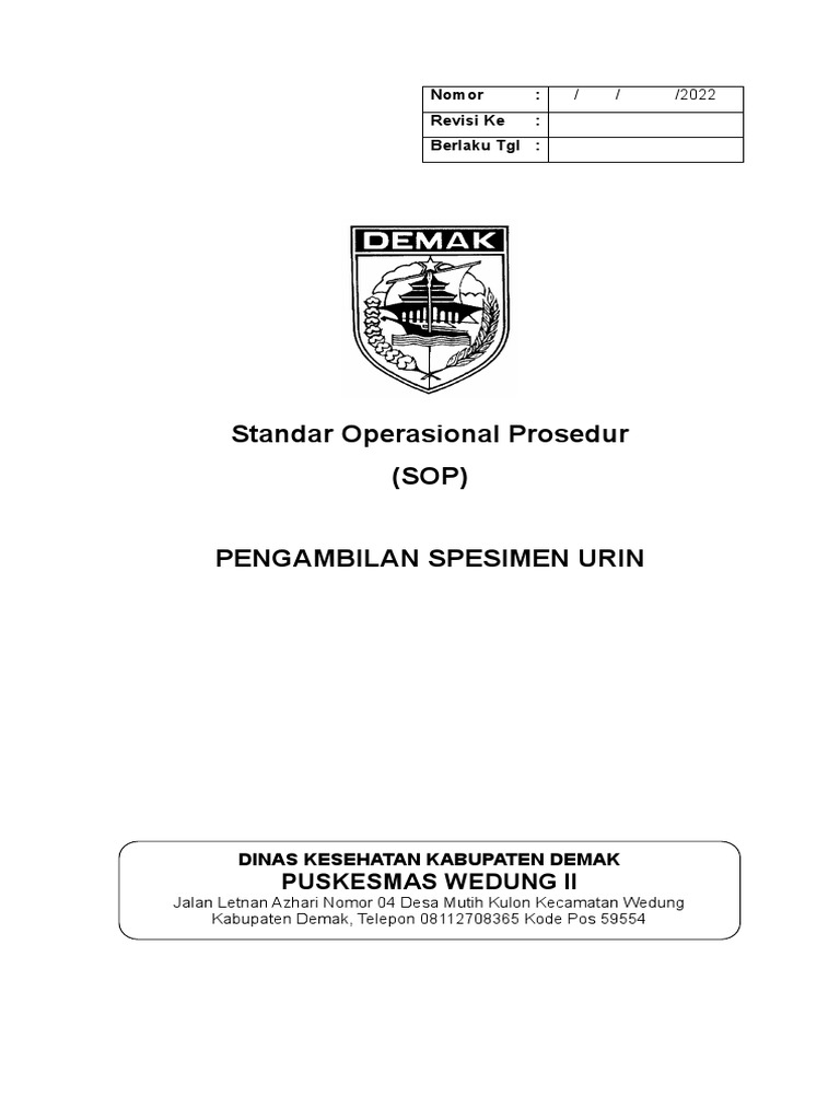 Sop Pengambilan Spesimen Urin | PDF