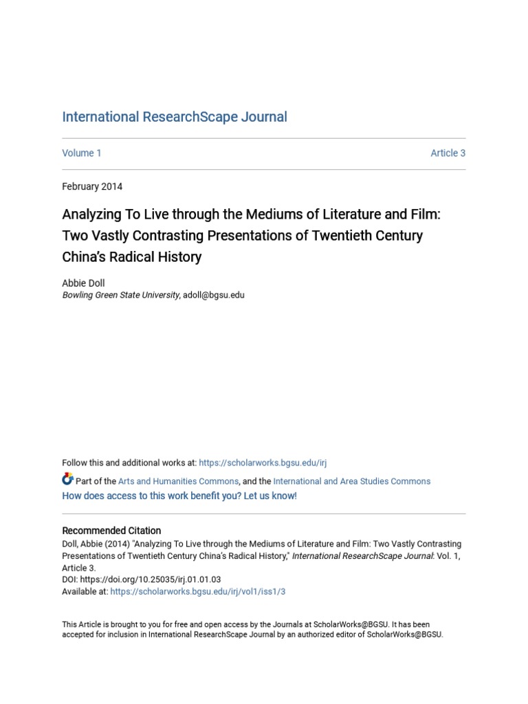 Analyzing To Live Through The Mediums of Literature and Film - Two ...