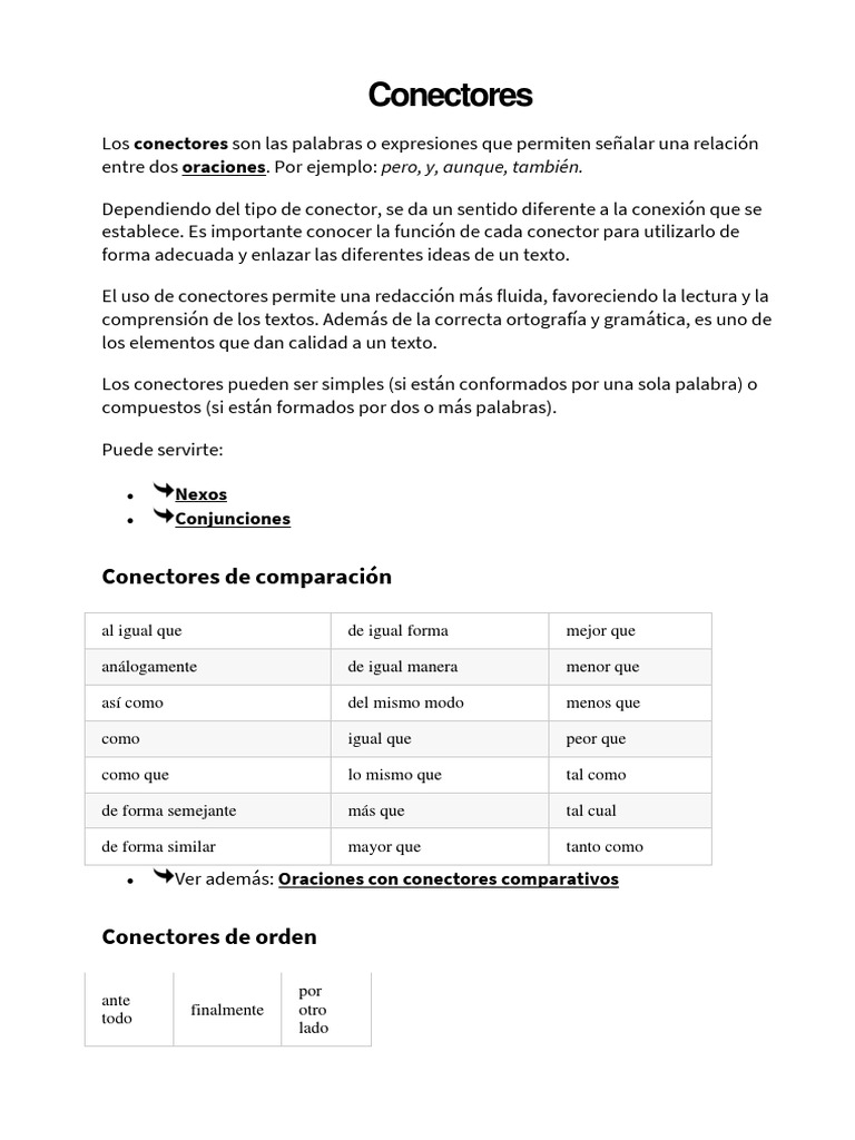 C-3 - Conectores | PDF | Oración (Lingüística) | Conector eléctrico